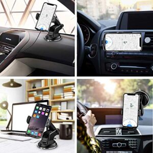 YITUMU Wireless Car Charger,15W Qi Fast Charging Auto-Clamping Car Phone Holder, Air Vent Windshield Dashboard Car Phone Mount,Long Arm Suction Cup Phone Holder for iPhone Samsung LG