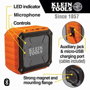 Klein Tools AEPJS1 Bluetooth Speaker, Wireless Portable Jobsite Speaker Plays Audio and Answers Calls Hands Free, IPX5, Worksite Ready