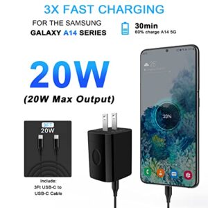 Type C Fast Charger Android Phone Charger for Samsung Galaxy S23 Ultra S23+ A14 5G A13 A23 A04s A03s S22 S21 FE S20,Google Pixel 7 Pro 6, 3FT USB C to C Cable, 20W Wall Plug,30W Dual Car Adapter