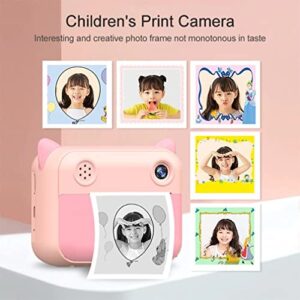 QSYY Children's Portable Printing Camera Front and Rear Dual-Camera Toy Camera with Printing Paper 2.4-Inch Display Screen Timed Photo Creative Photo Sticker Fun Photo Frame Boy Girl Gift,Pink