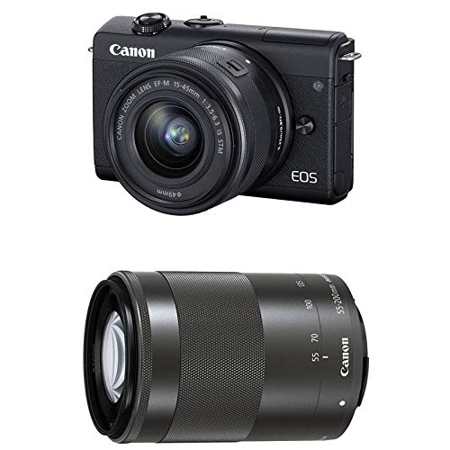 Canon EOS M200 Mirrorless Digital Camera Dual Lens Kit (Black) (International Model)