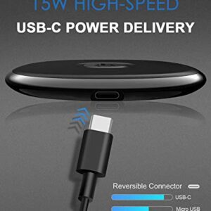 NANAMI Wireless Charger, Qi Certified 15W Max Fast Charging Pad with QC3.0 Adapter USB Phone Charger for iPhone 14/13/13 Pro/12/11/XS Max/XR/X/8,Samsung Galaxy S23/S22/S21/S20/S10/Note 20, Airpods Pro