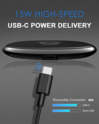 NANAMI Wireless Charger, Qi Certified 15W Max Fast Charging Pad with QC3.0 Adapter USB Phone Charger for iPhone 14/13/13 Pro/12/11/XS Max/XR/X/8,Samsung Galaxy S23/S22/S21/S20/S10/Note 20, Airpods Pro