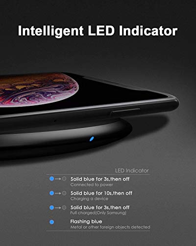 NANAMI Wireless Charger, Qi Certified 15W Max Fast Charging Pad with QC3.0 Adapter USB Phone Charger for iPhone 14/13/13 Pro/12/11/XS Max/XR/X/8,Samsung Galaxy S23/S22/S21/S20/S10/Note 20, Airpods Pro