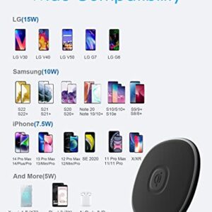 NANAMI Wireless Charger, Qi Certified 15W Max Fast Charging Pad with QC3.0 Adapter USB Phone Charger for iPhone 14/13/13 Pro/12/11/XS Max/XR/X/8,Samsung Galaxy S23/S22/S21/S20/S10/Note 20, Airpods Pro