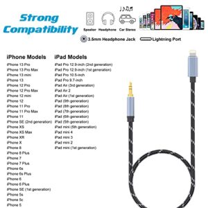 WORLDBOYU Lightning to 3.5mm Audio Cable iPhone Headphones Jack Lightning Aux Cord Compatible with iPhone 14 13 12 11 XS X 8 7 6 iPad iPod for Car Home Stereo, Speaker, Headphone(3.3FT), black