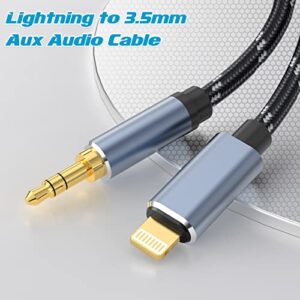 WORLDBOYU Lightning to 3.5mm Audio Cable iPhone Headphones Jack Lightning Aux Cord Compatible with iPhone 14 13 12 11 XS X 8 7 6 iPad iPod for Car Home Stereo, Speaker, Headphone(3.3FT), black