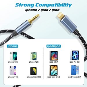 WORLDBOYU Lightning to 3.5mm Audio Cable iPhone Headphones Jack Lightning Aux Cord Compatible with iPhone 14 13 12 11 XS X 8 7 6 iPad iPod for Car Home Stereo, Speaker, Headphone(3.3FT), black