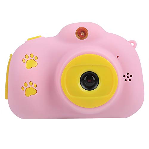 FECAMOS 2.0in Kids Video Players, Digital Camera with Cartoon Shape, Kids Selfie Camera for 32GB Card, HD Camera with Anti-Lost Rope for Christmas Birthday(Pink)