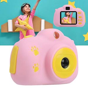 FECAMOS 2.0in Kids Video Players, Digital Camera with Cartoon Shape, Kids Selfie Camera for 32GB Card, HD Camera with Anti-Lost Rope for Christmas Birthday(Pink)