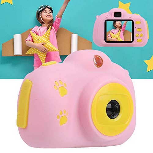 FECAMOS 2.0in Kids Video Players, Digital Camera with Cartoon Shape, Kids Selfie Camera for 32GB Card, HD Camera with Anti-Lost Rope for Christmas Birthday(Pink)