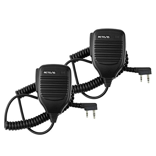 Retevis Walkie Talkies Speaker Mic 2 Pin Shoulder Speaker Compatible with Retevis RT22 RT21 RT68 H-777 RT22S RB29 RT86 RT-5R RT19 RT27 RB15 RB29 RT17 Baofeng UV-5R UV-82 Two Way Radios (2 Pack)