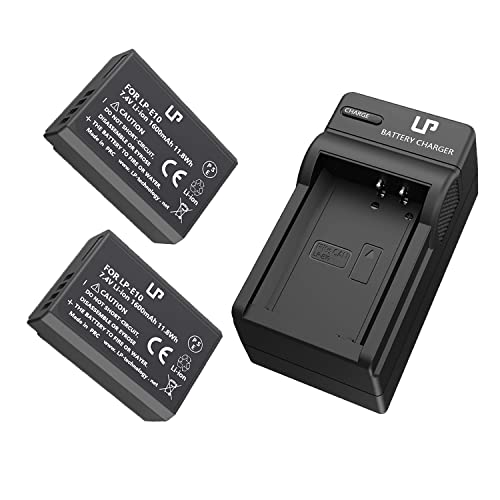 LP-E10 Battery Charger Pack, LP 2-Pack Replacement Battery & Charger Compatible with Canon EOS Rebel T7, T6, T5, T3, T100, 4000D, 3000D, 2000D, 1500D, 1300D, 1200D & More (NOT for T3i T5i T6i T7i)