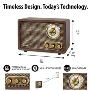 Victrola Retro Wood Bluetooth FM/AM Radio with Rotary Dial, Espresso