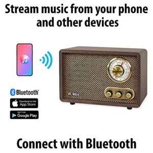 Victrola Retro Wood Bluetooth FM/AM Radio with Rotary Dial, Espresso