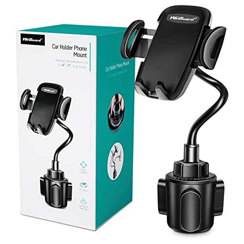 WeGuard Cup Holder Phone Mount, No Shaking Cup Phone Holder for Car Rock Solid Car Phone Holder Mount for Cars, Trucks, SUVs etc, Compatible with iPhone 14 13 Plus Pro Max Samsung All 4-7'' Phones