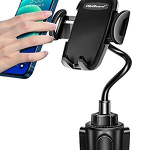 WeGuard Cup Holder Phone Mount, No Shaking Cup Phone Holder for Car Rock Solid Car Phone Holder Mount for Cars, Trucks, SUVs etc, Compatible with iPhone 14 13 Plus Pro Max Samsung All 4-7'' Phones