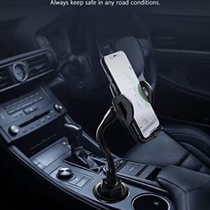 WeGuard Cup Holder Phone Mount, No Shaking Cup Phone Holder for Car Rock Solid Car Phone Holder Mount for Cars, Trucks, SUVs etc, Compatible with iPhone 14 13 Plus Pro Max Samsung All 4-7'' Phones