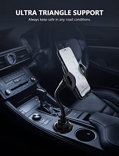 WeGuard Cup Holder Phone Mount, No Shaking Cup Phone Holder for Car Rock Solid Car Phone Holder Mount for Cars, Trucks, SUVs etc, Compatible with iPhone 14 13 Plus Pro Max Samsung All 4-7'' Phones