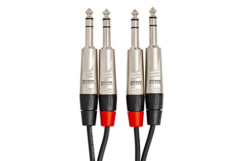 Hosa HSS-005X2 Dual REAN 1/4" TRS Pro Stereo Interconnect Cable, 5 Feet