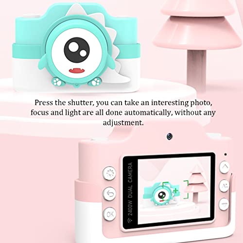 QSYY Children's Camera Toy 32 Million Pixels 1080P High-Definition Video Dual Lens, 2 Inch IPS Eye Protection Screen, 3-10 Year Old Girl Boy Digital Camera Gift, with 32GB SD Card,Green