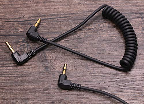 Mini Skater 3.5mm Coiled Audio Cable 90 Degree Male to Male Headphone Cable Stereo Aux Audio Extension Coiled Cord,2PCS