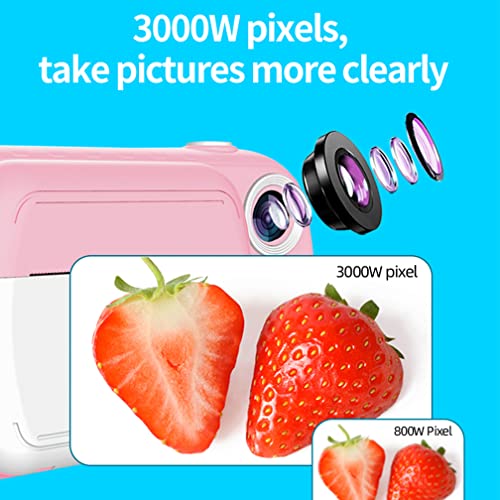 QSYY Instant Printing Camera Toys, 30MP Digital Video Camera, 1080P 3.5-Inch Eye Protection Large Screen, Children's Selfie Mini Camera with 32GB Memory Card, 3 Rolls of Paper,Blue