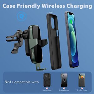 15W Metal Frame Wireless Car Charger Ennuts Auto-Clamping Qi Fast Charge Wireless Car Charger Mount Dashboard Air Vent Phone Holder Compatible for iPhone 13 Pro Max/12/12 Pro/11/XS/8, Samsung S21/20