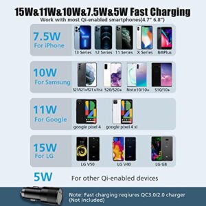 15W Metal Frame Wireless Car Charger Ennuts Auto-Clamping Qi Fast Charge Wireless Car Charger Mount Dashboard Air Vent Phone Holder Compatible for iPhone 13 Pro Max/12/12 Pro/11/XS/8, Samsung S21/20