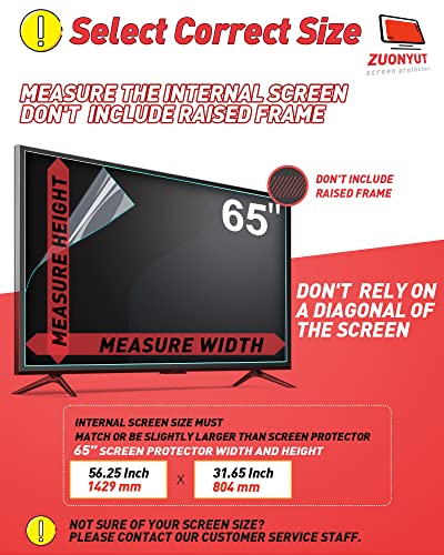 ZUONYUT Anti Glare Film for TV 65 Inch, 65 inch Anti Glare TV Screen Protector, 65 Inch Anti Blue Light Filter,LCD TV Glare Shield, Reduce Reflection and Glare, Matte Surface Anti Scratch and UV