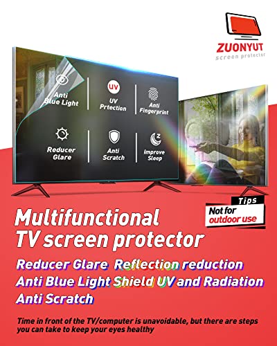 ZUONYUT Anti Glare Film for TV 65 Inch, 65 inch Anti Glare TV Screen Protector, 65 Inch Anti Blue Light Filter,LCD TV Glare Shield, Reduce Reflection and Glare, Matte Surface Anti Scratch and UV