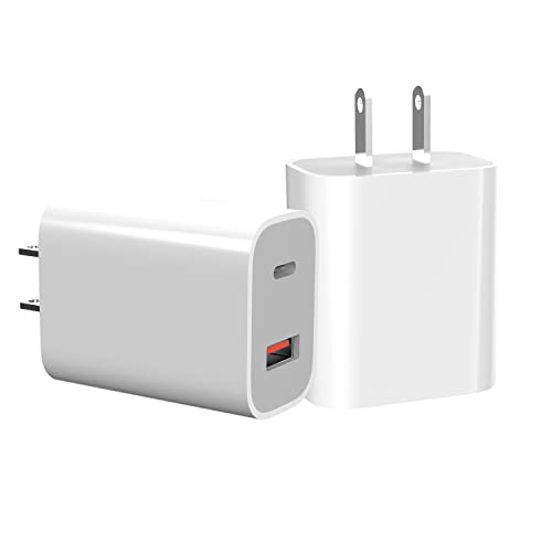 USB-C Wall Charger [2 Pack],20W iPhone Fast Charger Block with PD 3.0 Compact USB C Charger Power Adapter Compatible with iPhone 14/14 Pro/14 Pro Max/14 Plus/13/12/11, XS/XR/X, Watch Series 8/7 Cube