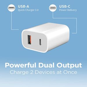 USB-C Wall Charger [2 Pack],20W iPhone Fast Charger Block with PD 3.0 Compact USB C Charger Power Adapter Compatible with iPhone 14/14 Pro/14 Pro Max/14 Plus/13/12/11, XS/XR/X, Watch Series 8/7 Cube