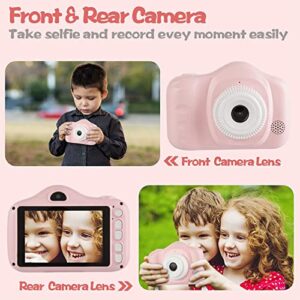 QSYY Children's Camera 40MP Digital 3.5 Inch Large Screen 1080P Video with 32GB SD Card 3-10 Year Old Camera Gift (Pink)