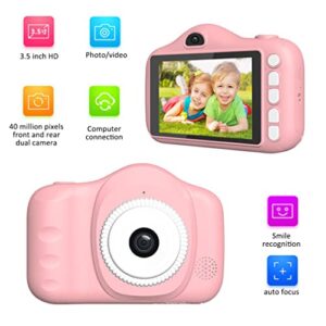 QSYY Children's Camera 40MP Digital 3.5 Inch Large Screen 1080P Video with 32GB SD Card 3-10 Year Old Camera Gift (Pink)