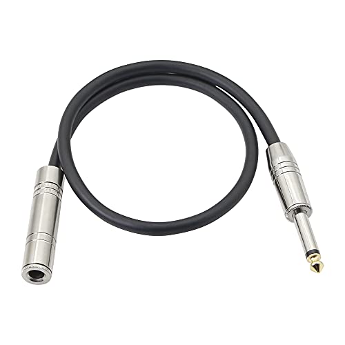 PNGKNYOCN 1/4" Mono Male to Female Audio Extension Cable 6.35mm TS Guitar Extension Cable for Amplifiers, Instruments, and Microphone（55cm）