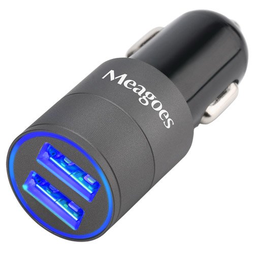 Meagoes Fast USB Car Charger Adapter, with Dual Smart Ports, Compatible for Apple iPhone 8/X/Plus/7/6s/6, Ipad Pro/Mini, Samsung Galaxy S9 Plus/S9/S8/S7, Note 9/8, Google Pixel, Moto Z, LG G7/V40, HTC