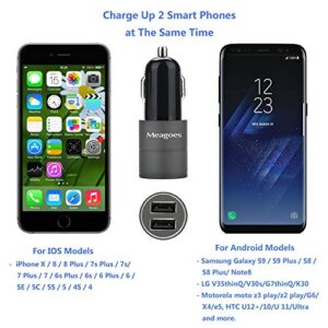 Meagoes Fast USB Car Charger Adapter, with Dual Smart Ports, Compatible for Apple iPhone 8/X/Plus/7/6s/6, Ipad Pro/Mini, Samsung Galaxy S9 Plus/S9/S8/S7, Note 9/8, Google Pixel, Moto Z, LG G7/V40, HTC