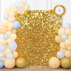 Shimmer Wall Backdrop Sequin Panels Gold Backdrop Decoration Panels Shimmer Panels(Pack of 24) Photo Backdrops for Birthday Anniversary Engagement Parties Decoration