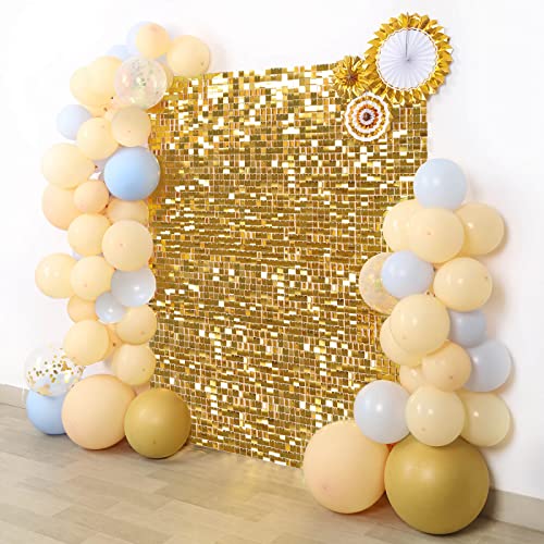 Shimmer Wall Backdrop Sequin Panels Gold Backdrop Decoration Panels Shimmer Panels(Pack of 24) Photo Backdrops for Birthday Anniversary Engagement Parties Decoration