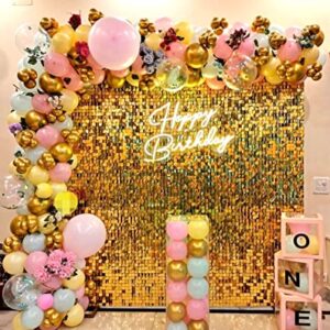 Shimmer Wall Backdrop Sequin Panels Gold Backdrop Decoration Panels Shimmer Panels(Pack of 24) Photo Backdrops for Birthday Anniversary Engagement Parties Decoration