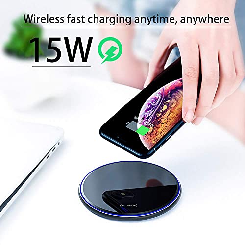 2022 Wireless Charger 15W Max Fast Charging Pad Compatible with Samsung Galaxy S22/S22 Ultra/S21/S21 Ultra/S21+/S20 fe/S20/Note 20/10,Google Pixel,LG,and More(15W Mirror)