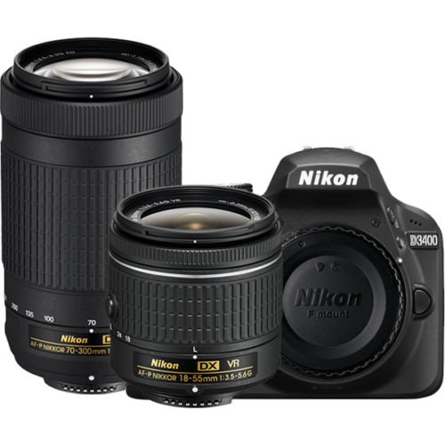 Nikon D3400 DSLR Camera with AF-P DX NIKKOR 18-55mm f/3.5-5.6G VR and AF-P DX NIKKOR 70-300mm f/4.5-6.3G ED (Renewed)