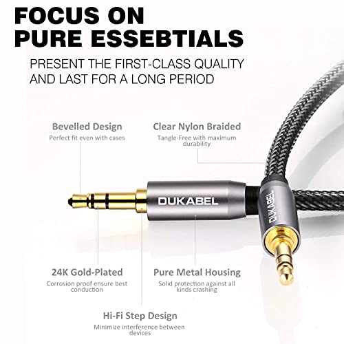 DUKABEL Top Series 3.5mm AUX Cable Lossless Audio Gold-Plated Auxiliary Audio Cable Nylon Braided Male to Male Stereo Audio AUX Cord Car Headphones Phones Speakers Home Stereos (4 Feet (1.2 Meters))