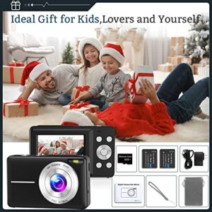 Digital Camera,Kids Camera with 32GB Card,Nsoela FHD 1080P 44MP Compact Vlogging Camera,Point and Shoot Camera 16X Digital Zoom, Portable Mini Kids Camera for Teens Students (Black)