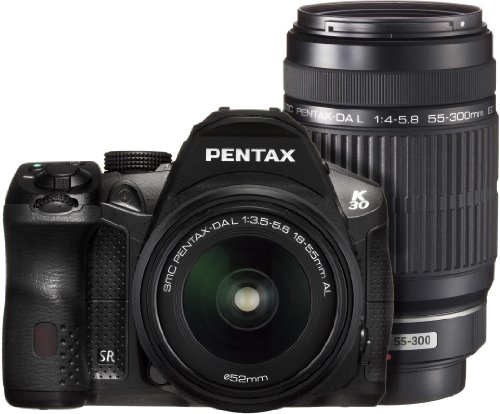 Pentax K-30 16 MP CMOS Digital SLR DA18-55mmF3.5-5.6AL & DA55-300mmF4-5.8ED double zoom lens Kit Black