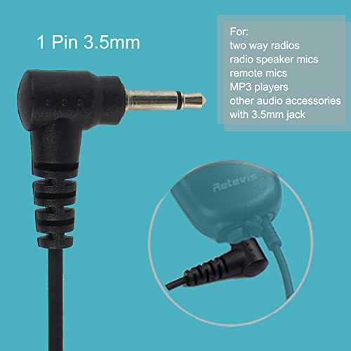 Retevis 3.5mm Acoustic Tube Receive Listen Only Earpiece 1 Pin, Compatible with 2 Way Radio Transceiver and Speaker Mic with 3.5mm Jack, Surveillance Earpiece with Coil Tube Clip for Police(1 Pack)