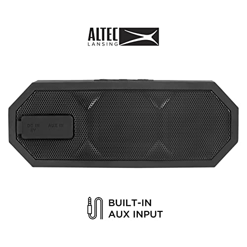 Altec Lansing Jacket H2O 2 - Waterproof Bluetooth Speaker with 3.5mm Aux Port, IP67 Certified & Floats in Water, Compact & Portable Speaker for Travel & Outdoor Use, 8 Hour Playtime, Black