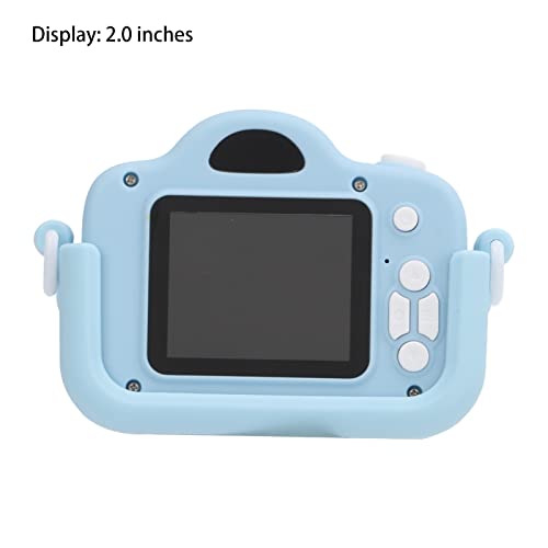 Kids Cartoon Camera Toy, Multifunctional 2 Inch Screen High Definition Rechargeable 2MP Cute Kids Photo Video Camera for Gifts(Single Shot Blue)