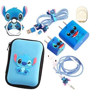 zostland stitch set diy protectors phone ring data cable 5w/18w/20w usb charger line earphone wire saver protector compatible with iphone 5 6 7 8 plus x 11 12 13 14 max iwatch (upgrade styles, stitch)